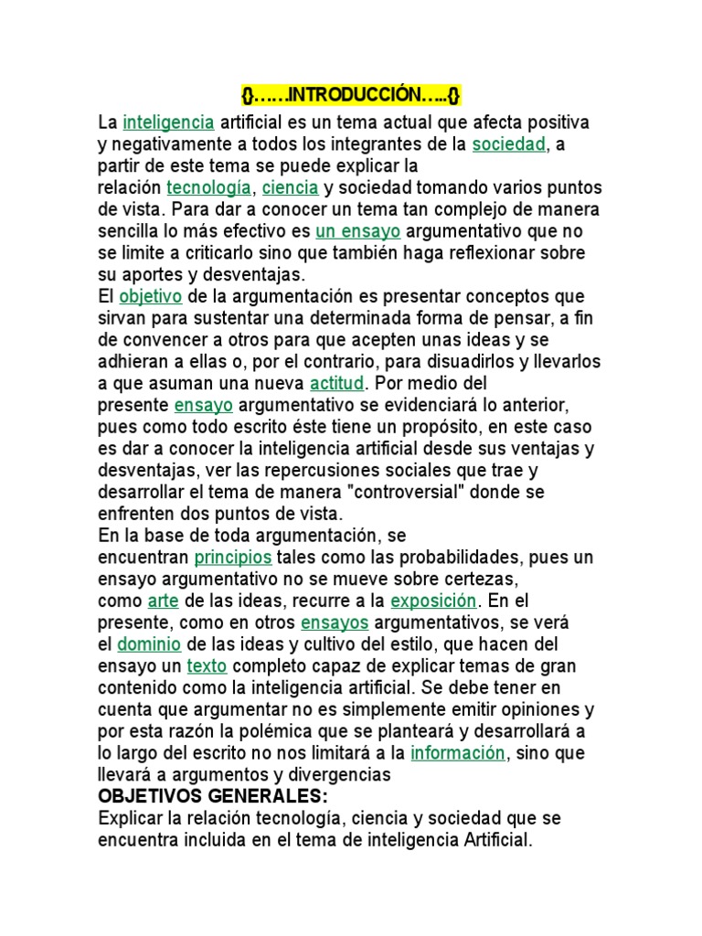 Ensayo Inteligencia Artificial | PDF | Ensayos | Inteligencia artificial