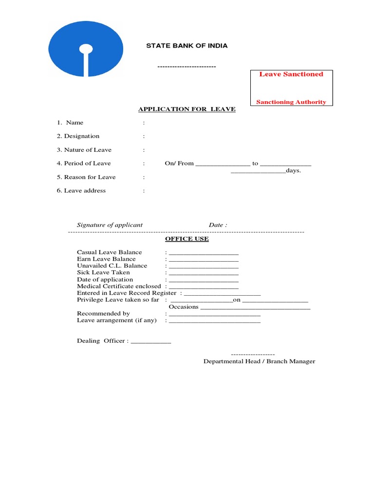 State Bank of India: Leave Sanctioned | PDF