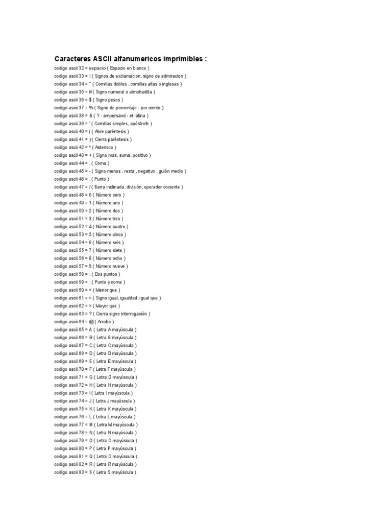 Caracteres ASCII | PDF | Comillas | Ascii