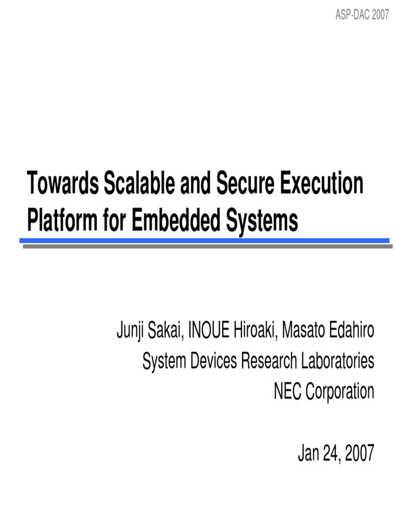 Towards Scalable and Secure Execution Platform For Embedded Systems ...
