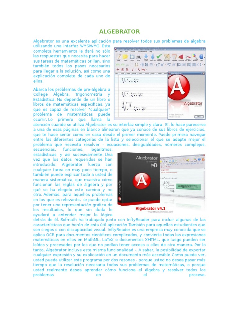 Algebrator Guia | PDF | Enseñanza de matemática | Software