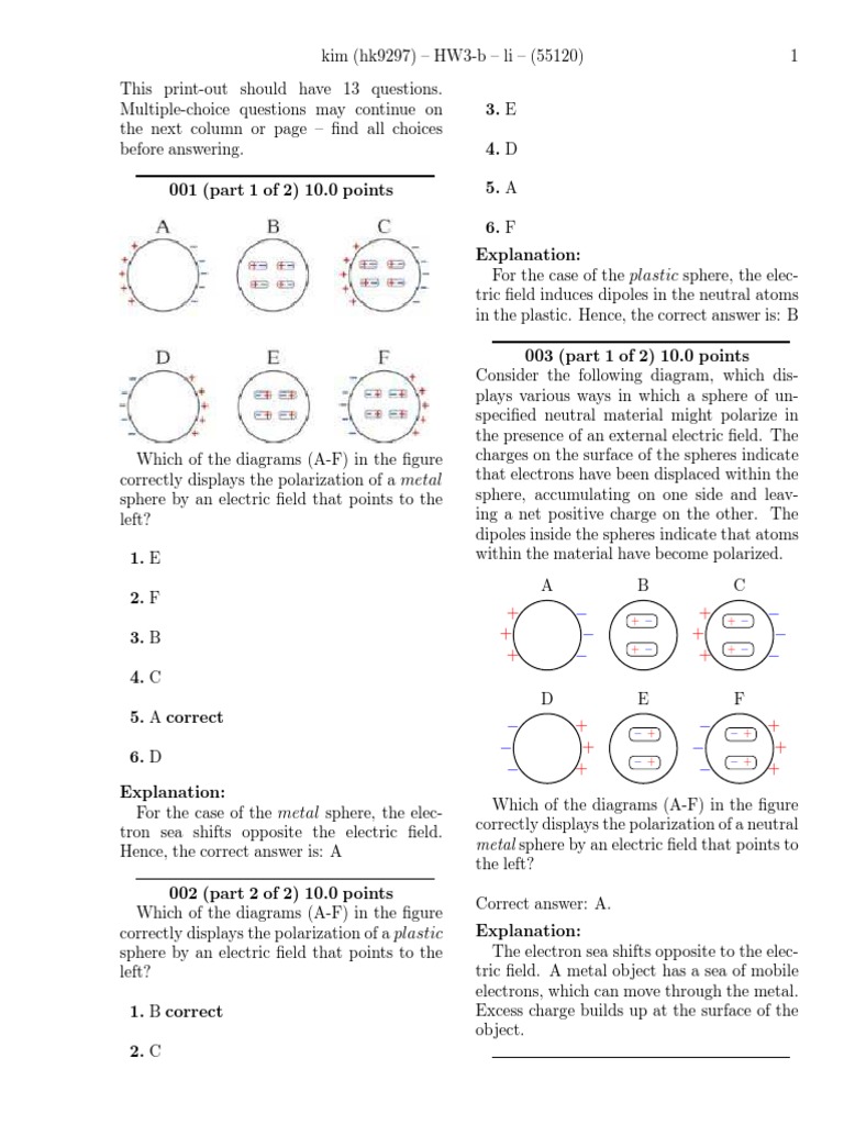 Physics Quest HW 3b | PDF | Electric Charge | Dielectric