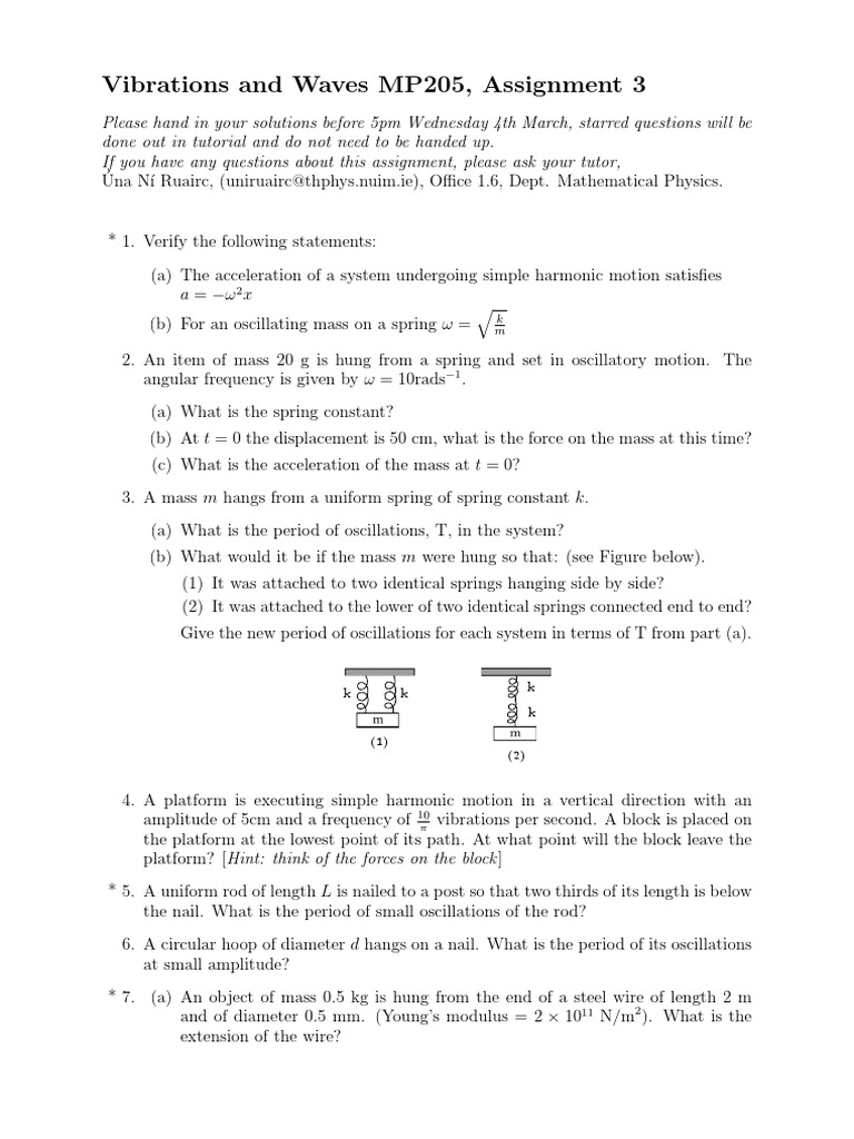 Assignment 3-shm | Download Free PDF | Mechanics | Physics