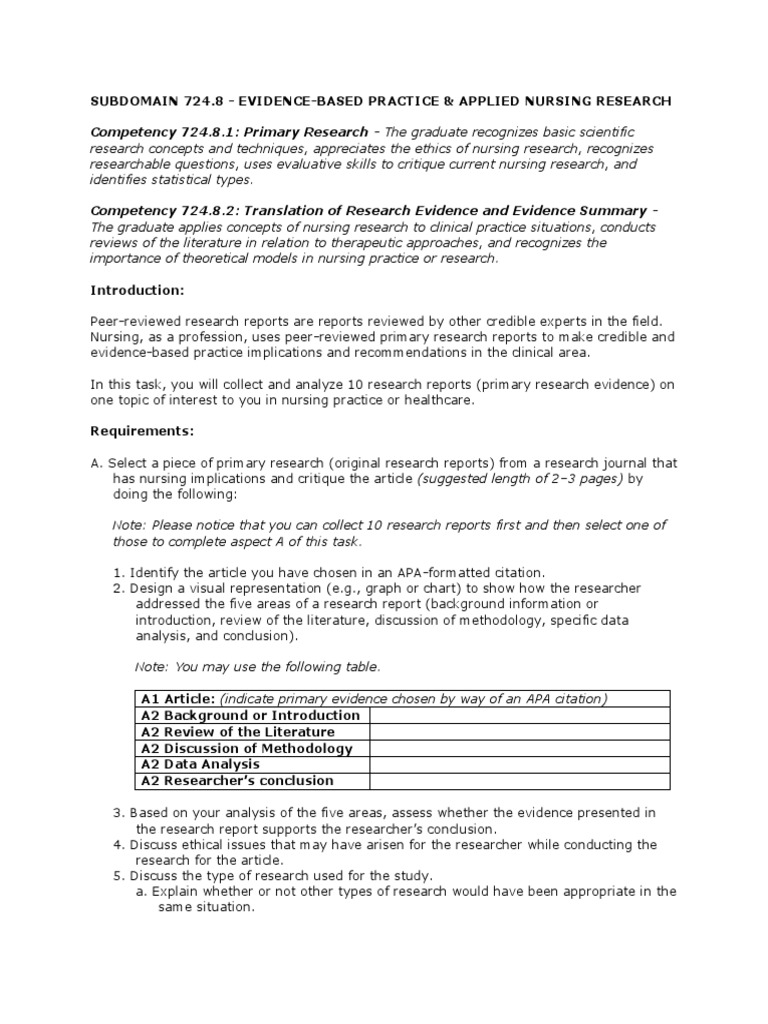 WGU EBP tasks | Evidence Based Medicine | Academic Journal