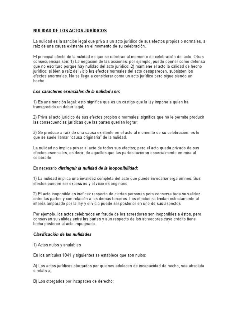 Nulidad de Actos Jurídicos: Conceptos Clave | PDF | Estatuto de ...