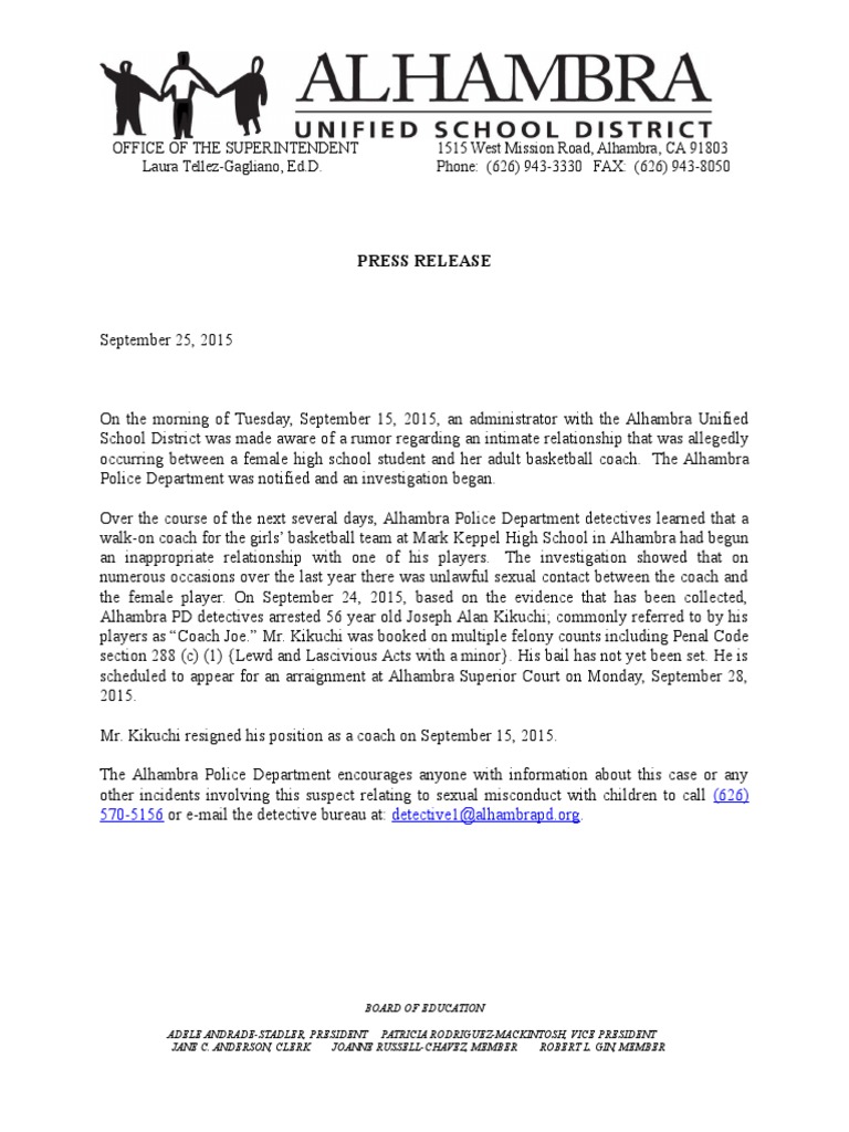 Alhambra Unified Press Release Re: Mark Keppel High School | PDF