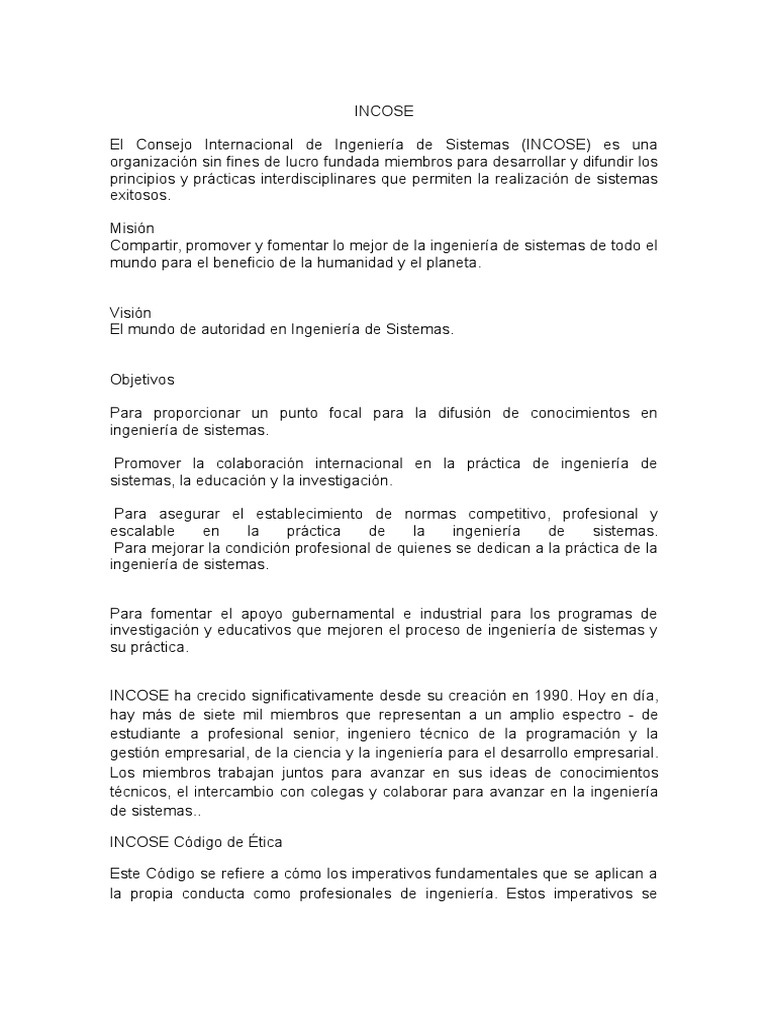 INCOSE | PDF | Ingeniería | Ingeniería de Sistemas