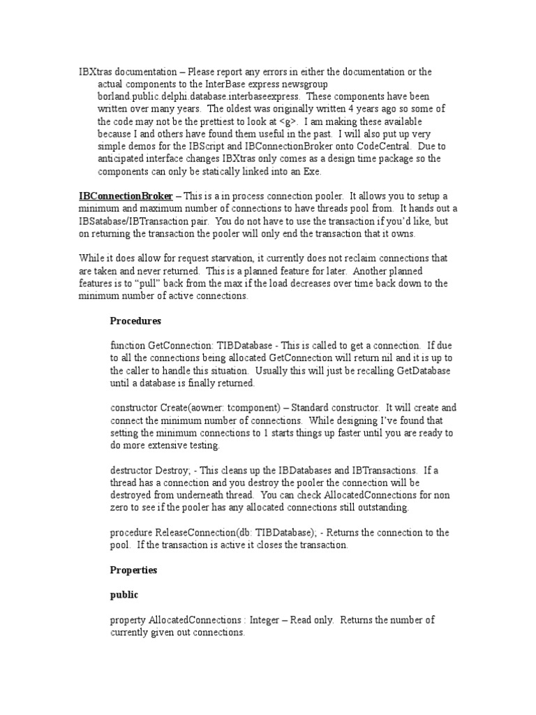IBXtras Documentation | PDF | Boolean Data Type | Parsing IBXtras Documentation | PDF | Boolean Data Type | Parsing