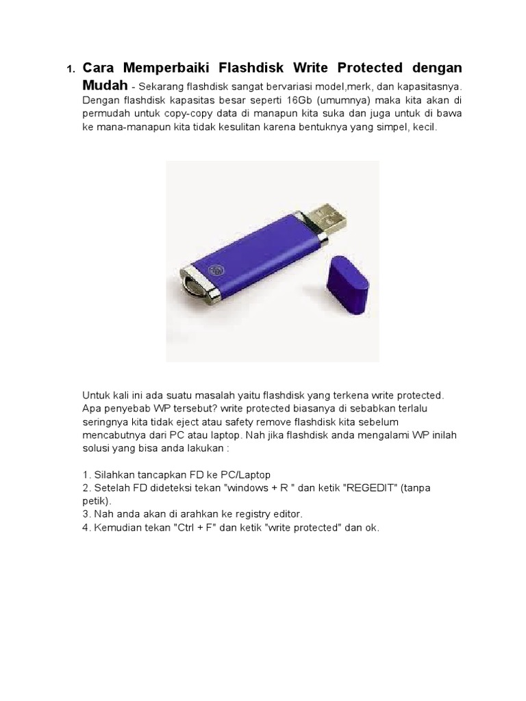 Cara Memperbaiki Flashdisk Write Protected Dengan Mudah | PDF | Game & Aktivitas