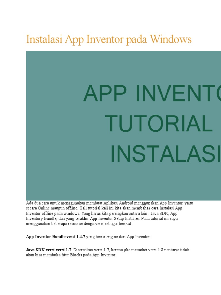 Instalasi App Inventor Pada Windows | PDF