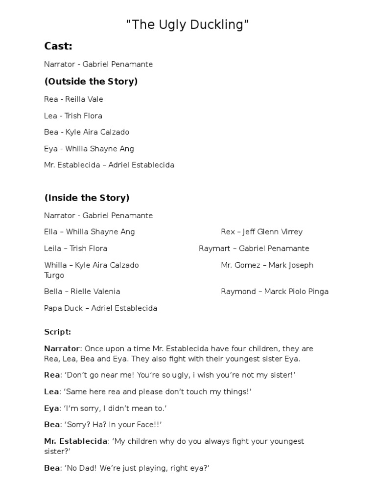 "The Ugly Duckling": Cast | PDF