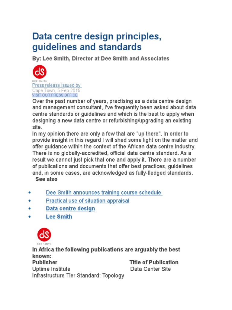 Data Centre Design Principles | PDF | Data Center | Reliability Engineering
