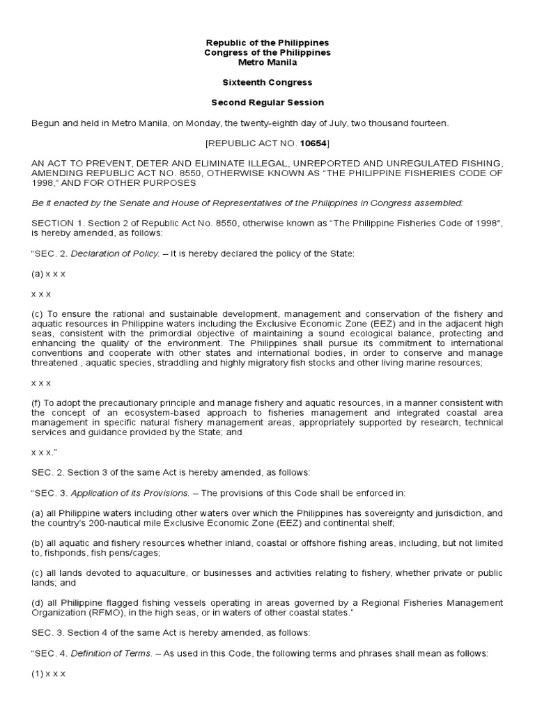 Ra 10654 | PDF | Fine (Penalty) | Fish And Humans