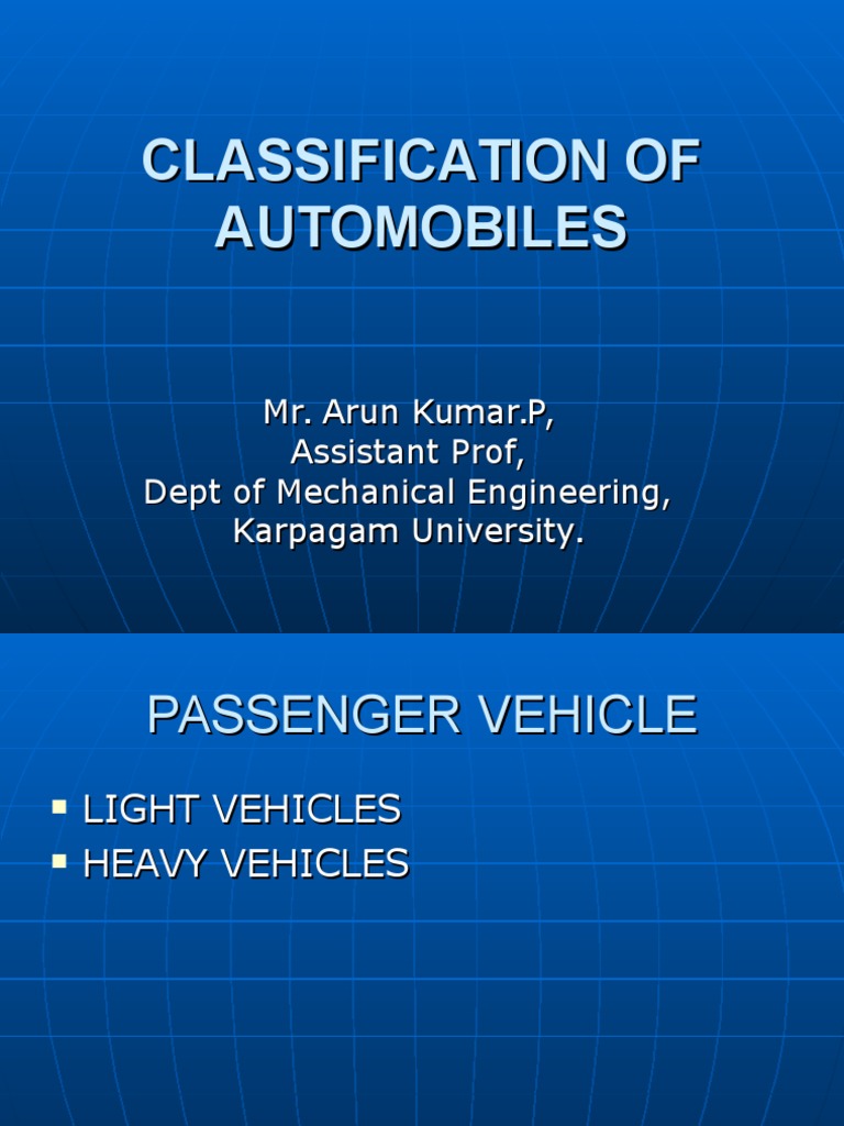 Classification of Automobiles | PDF