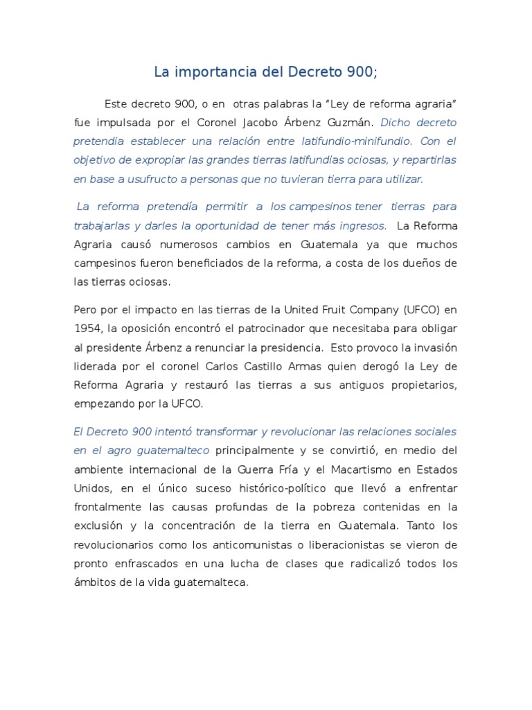 Importancia Del Decreto 900 | PDF | Política (general) | Economias
