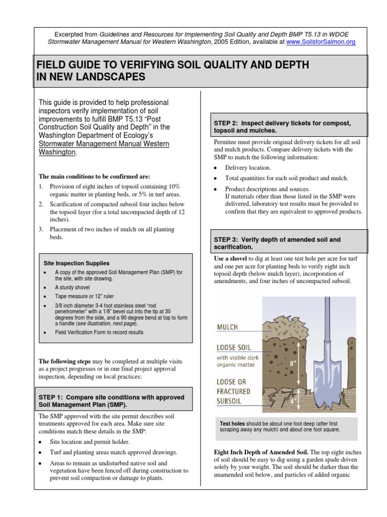 Field Guide To Verifying Soil Quality and Depth in New Landscapes | PDF ...