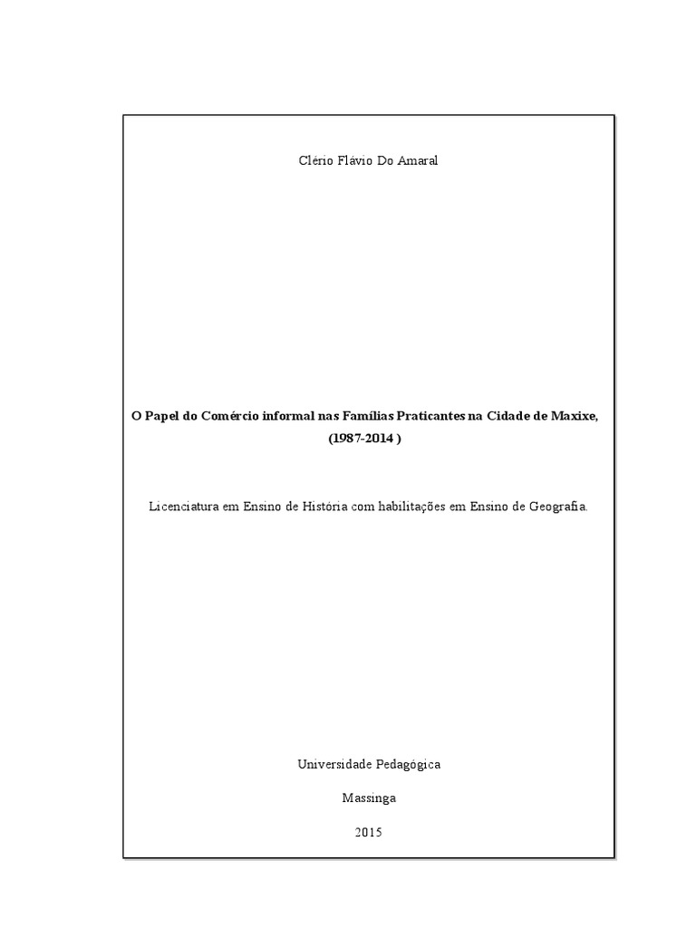 Negocio Informal Na Cidade Da Maxixe | PDF | Economia | Família