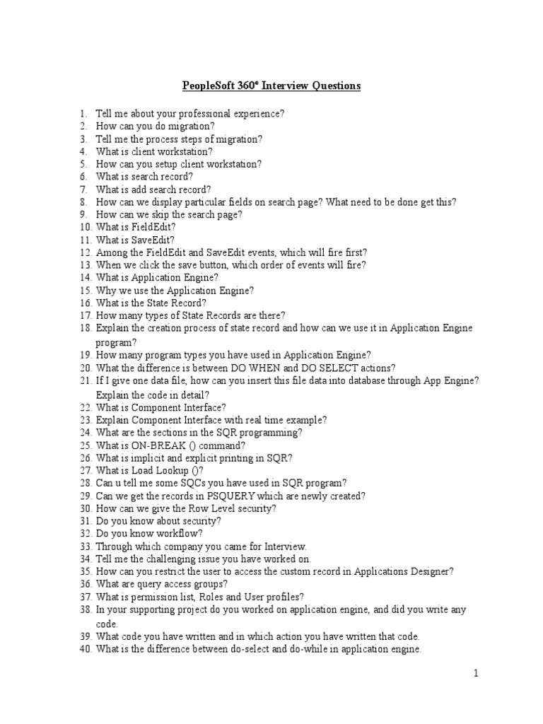 PeopleSoft Interview Questions Guide | PDF | Sql | Computer Engineering