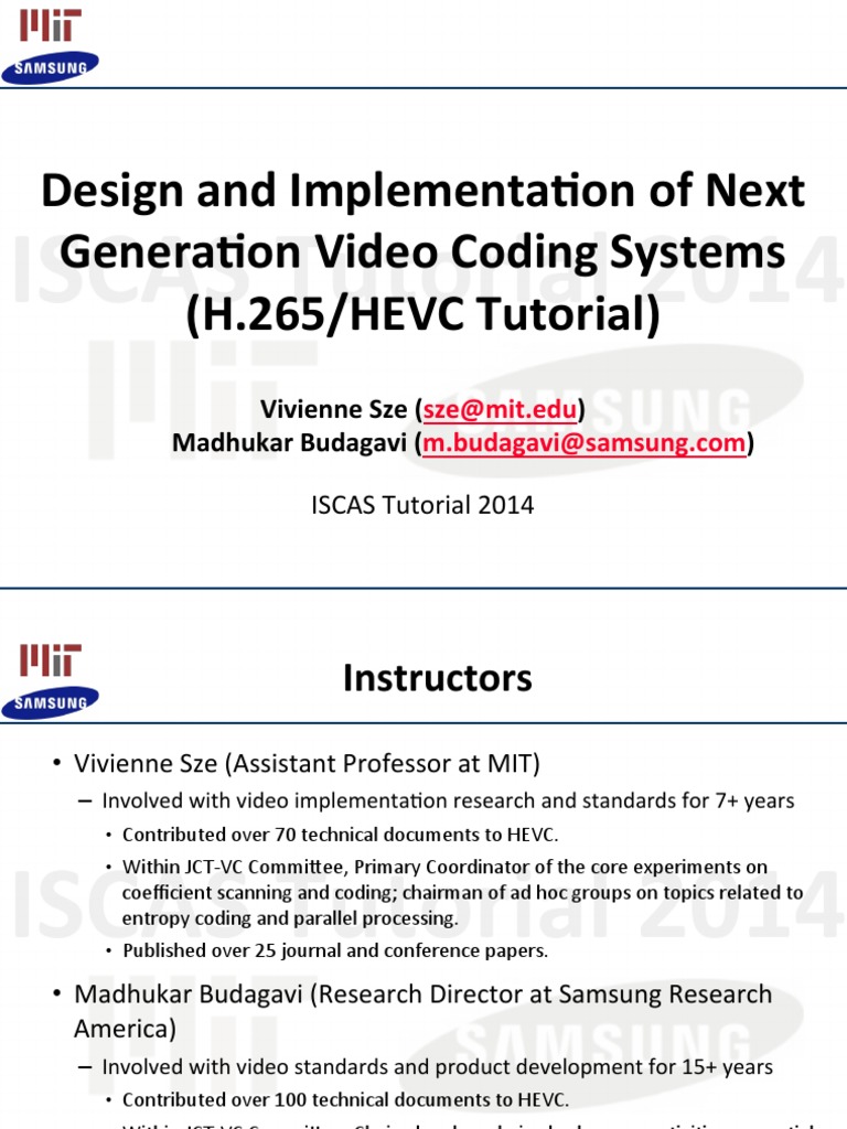 h.265 Hevc Tutorial 2014 Iscas | PDF | H.264/Mpeg 4 Avc | Electronic Engineering