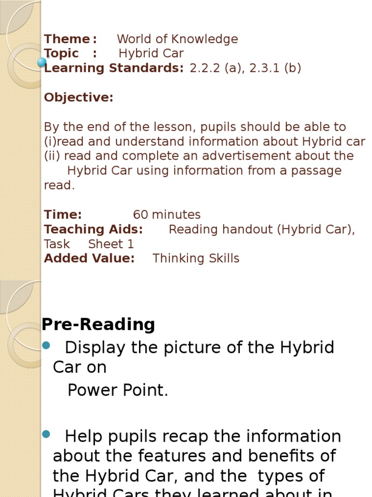 Understanding Hybrid Cars for Students | PDF | Technology & Engineering