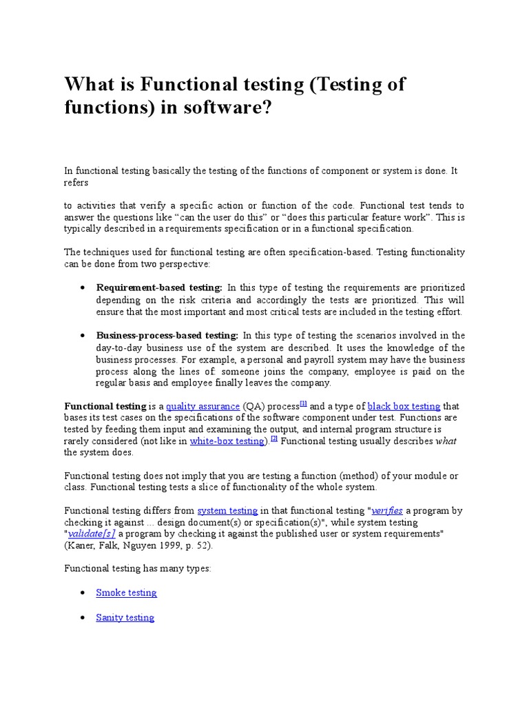 What Is Functional Testing (Testing of Functions) in Software ...