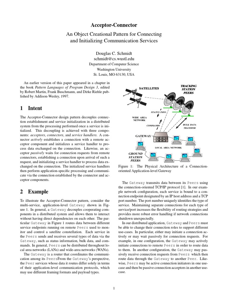 Acceptor Connector An Object Creational Pattern For Connecting Pdf Port Computer Networking