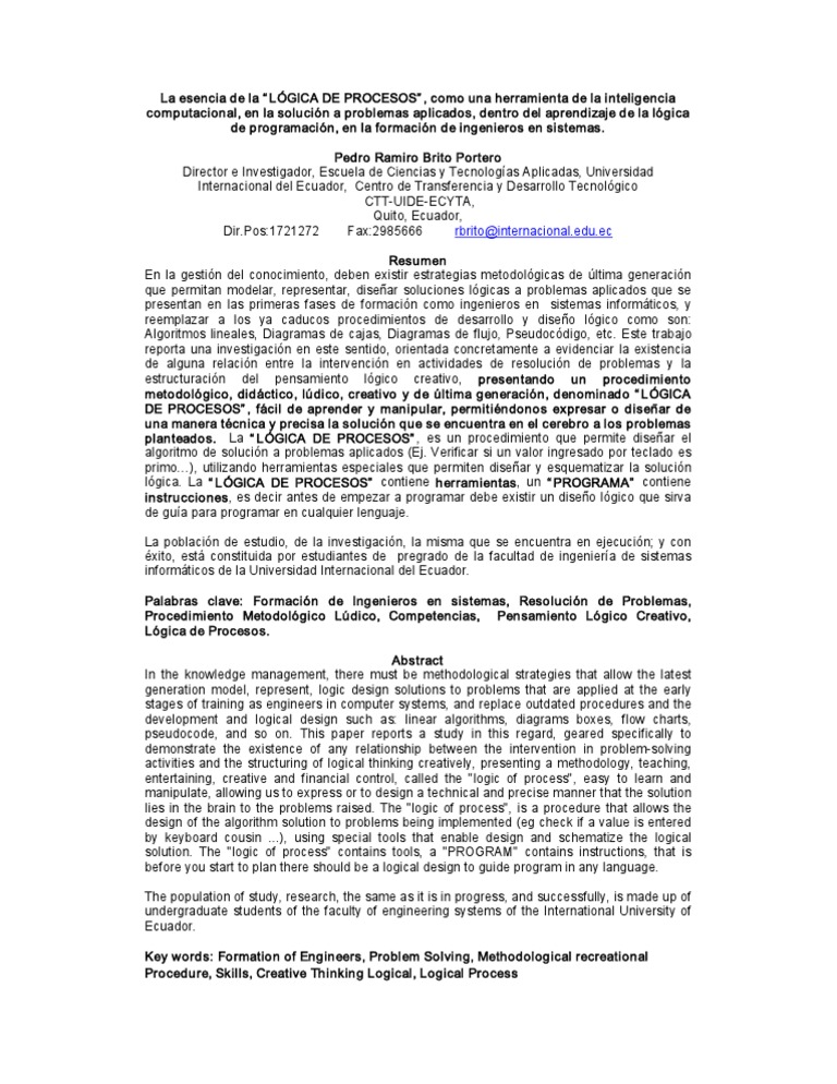 Paper Ramiro Brito | PDF | Programación de computadoras | Lógica