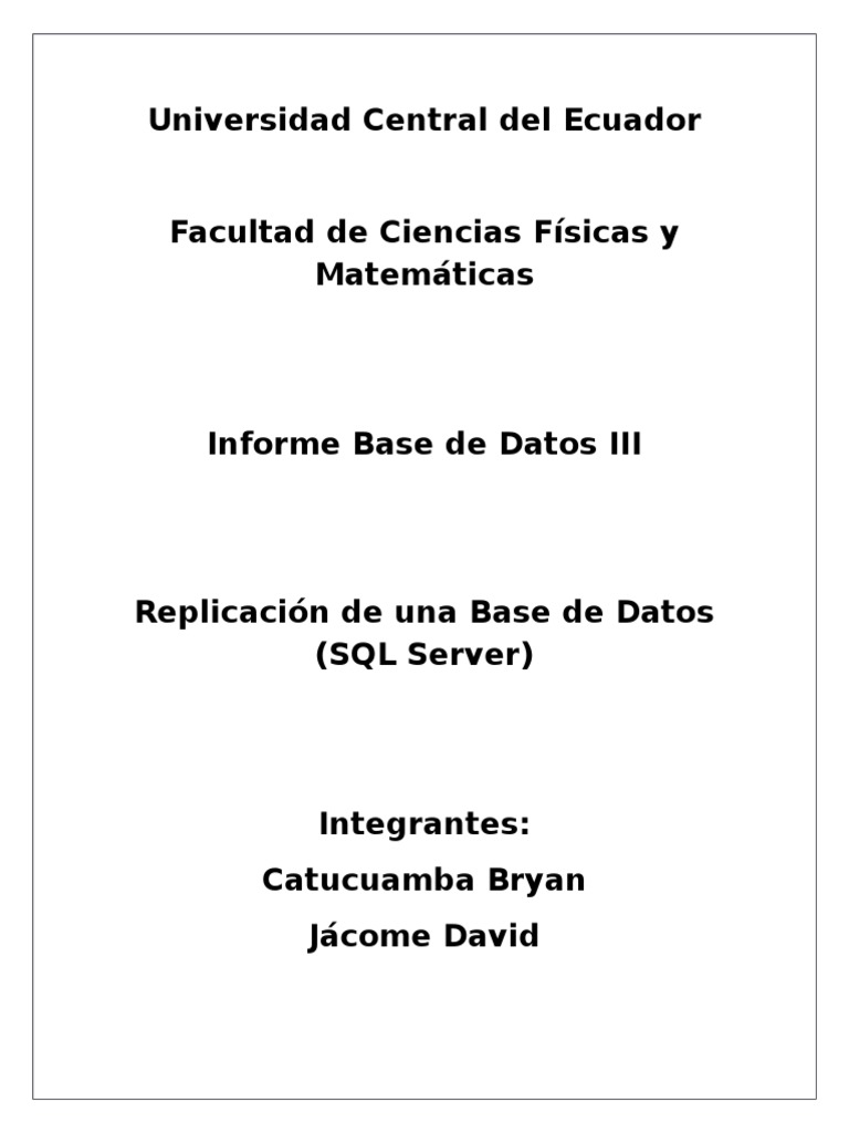 Replicacion de Base de Datos SQL Server | PDF | Servidor SQL de Microsoft | Bases de datos