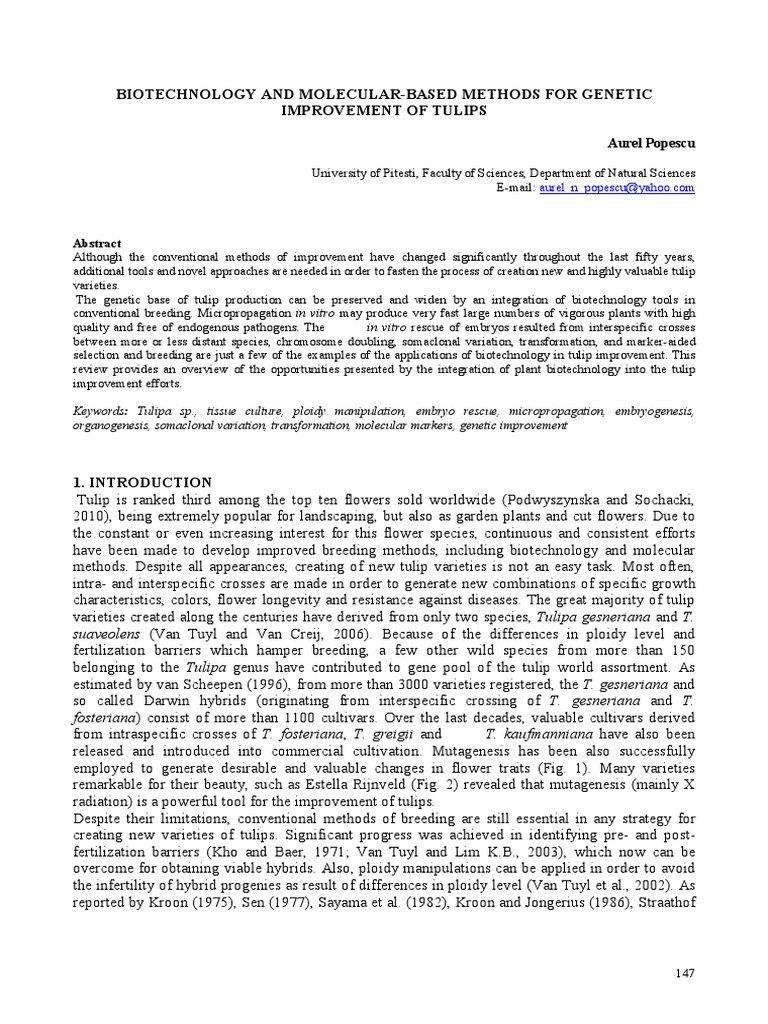 Biotechnology and Molecular-Based Methods For Genetic | PDF | Plant ...