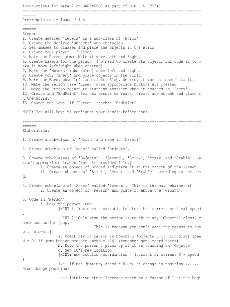 GREENFOOT - Game 2 STEPS | Download Free PDF | Computer Programming | Software