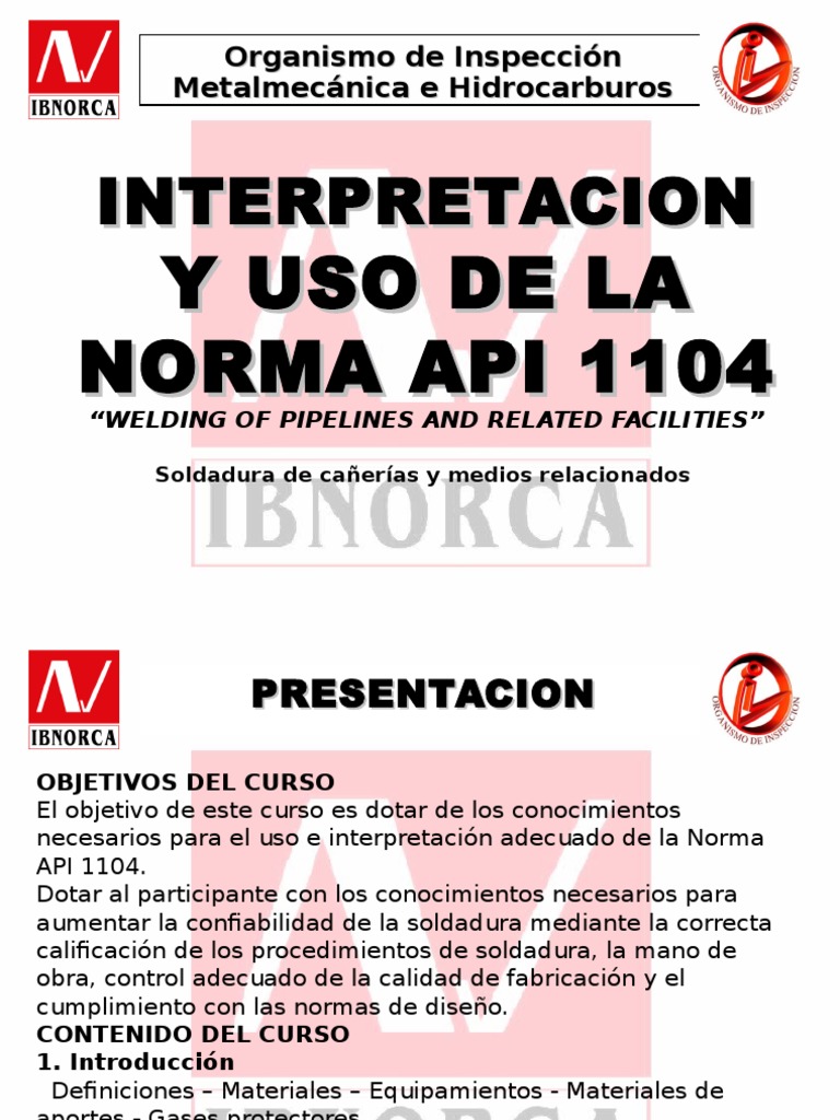 Presentacion API 1104 | PDF | Soldadura | Construcción