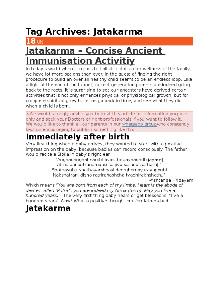 Ashtanga Hridayam - Jatakarma | PDF | Lactation | Religion And Belief