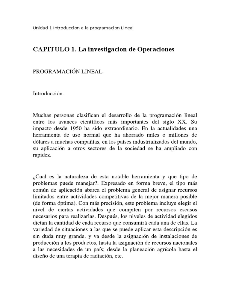 Unidad 1 Introduccion A La Programacion Lineal | PDF | Programación ...