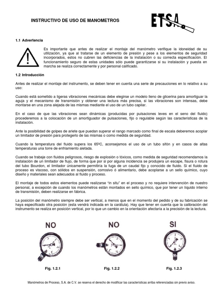 INSTRUCTIVO DE USO DE MANOMETROSInstructivo de Uso de Manometros | PDF ...
