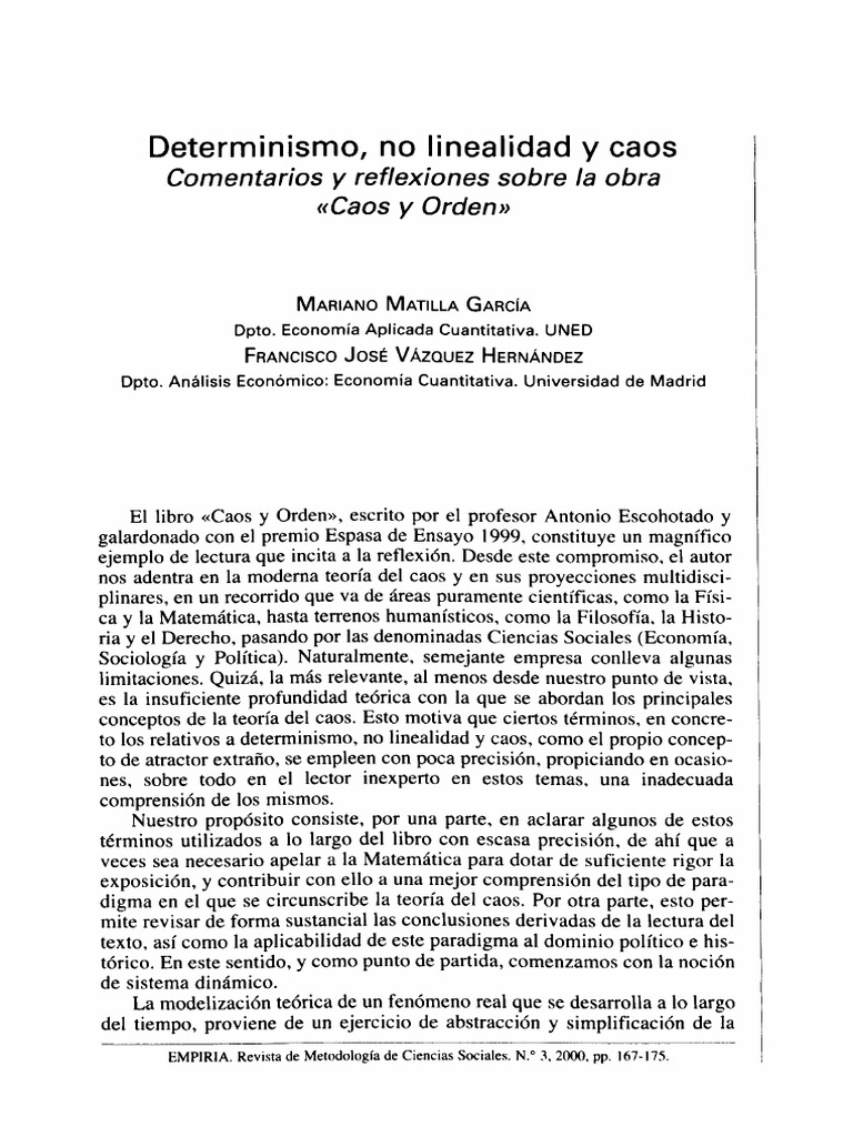 Caos y Orden | PDF | Teoría del caos | Atractor