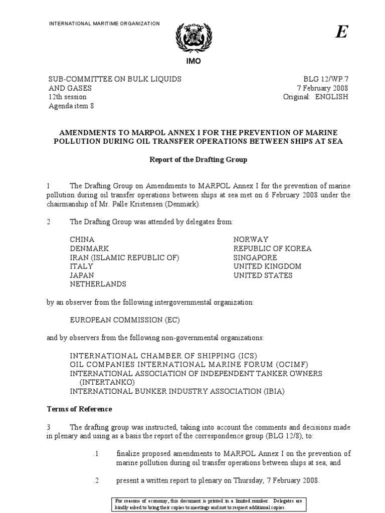 MARPOL Annex I Amendments for Oil Transfers | PDF | Oil Tanker | Transport