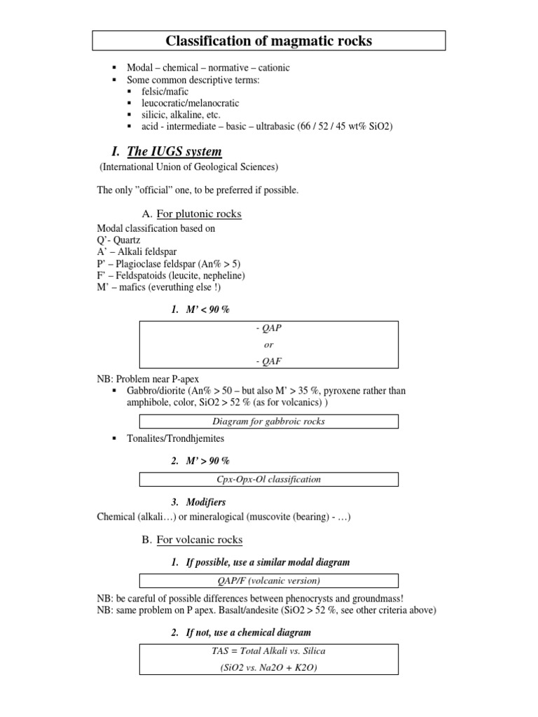 02 Classification of Magmatic Rocks | PDF | Igneous Rock | Rocks