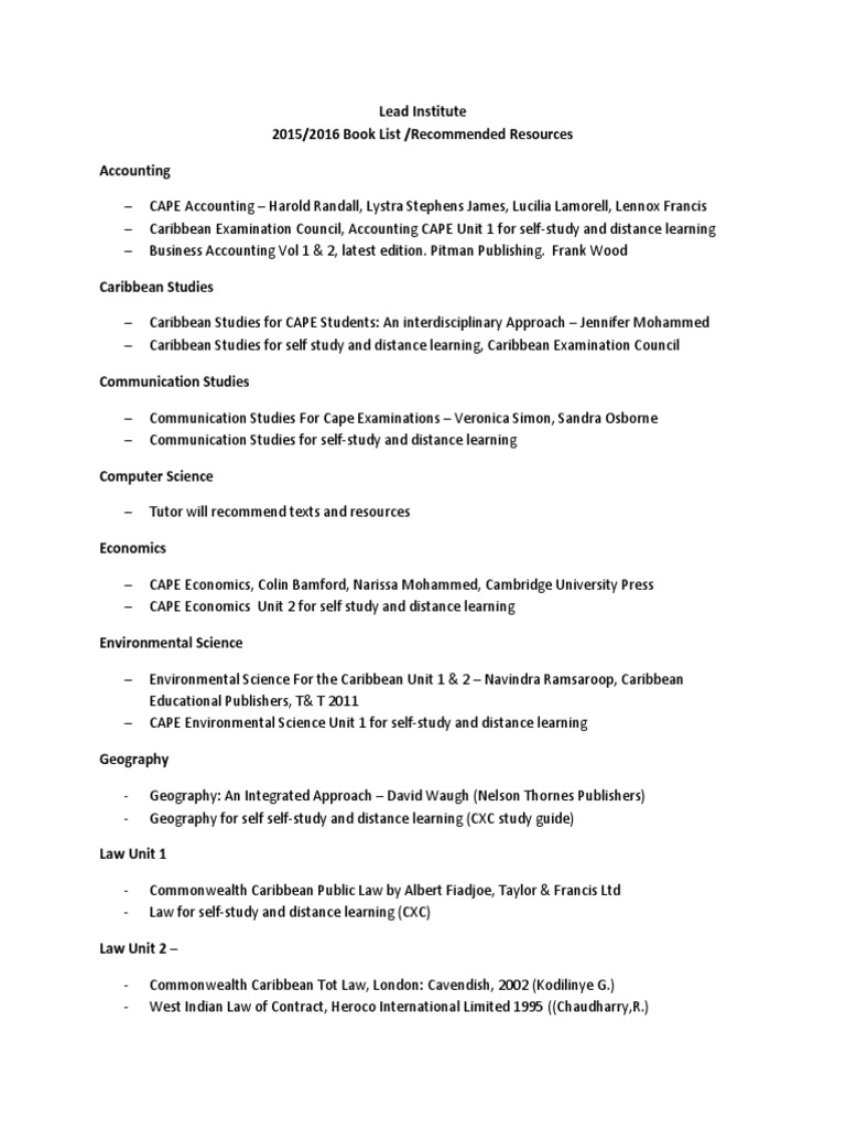 Students Booklist | PDF | Science | Science (General)