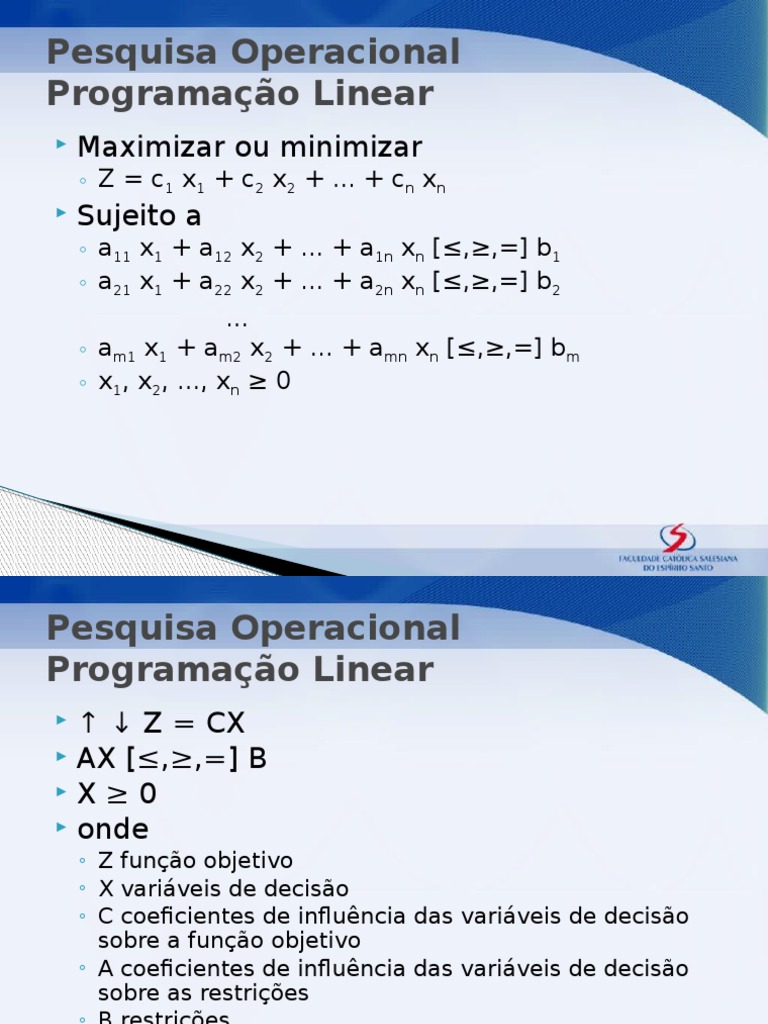 PO Aula02 Programacao Linear | PDF | Pesquisa operacional | Programação ...