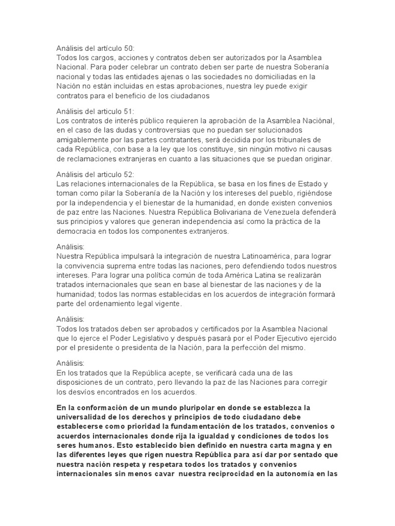 Análisis del Artículo 50 de Venezuela | PDF | Nación | República