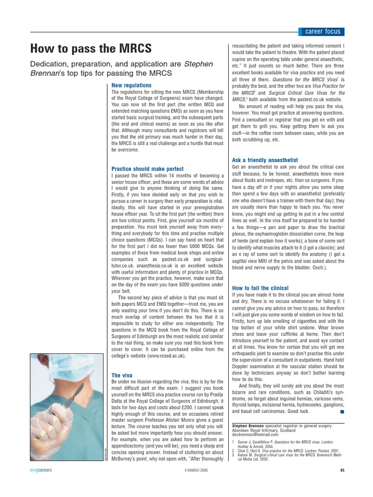 Pass The MRCS | PDF | Medicine | Medical Specialties