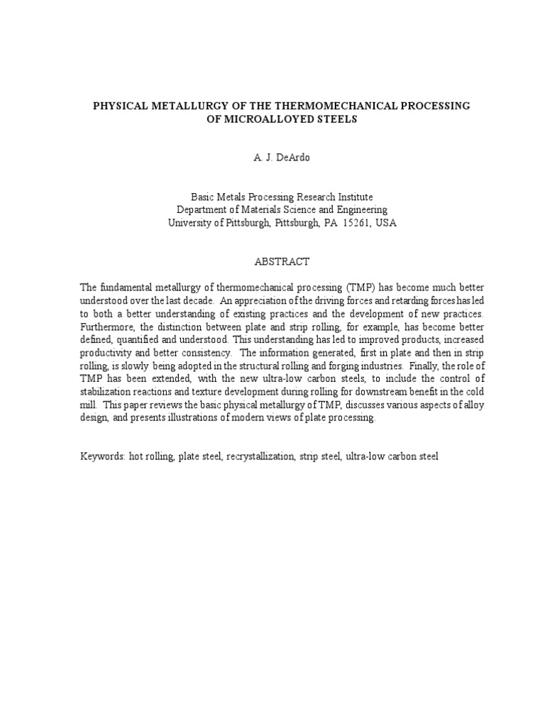 Microalloyed Steel Processing | PDF | Rolling (Metalworking) | Dislocation