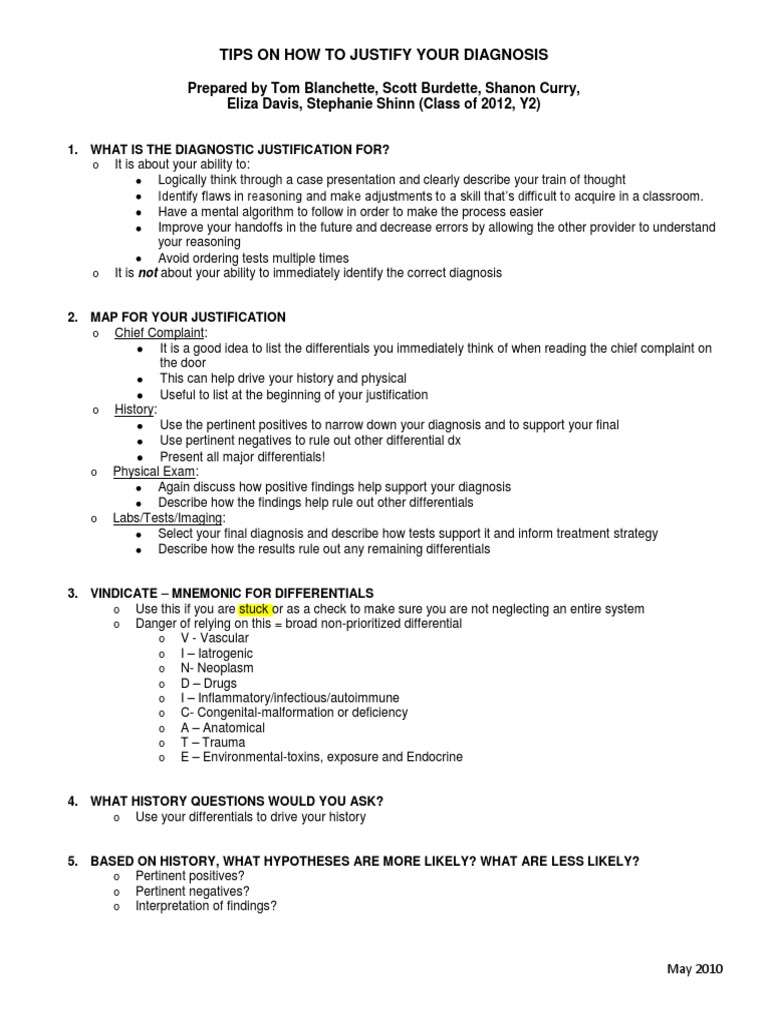 Justify Your Diagnosis | Medical Diagnosis | Physical Examination ...