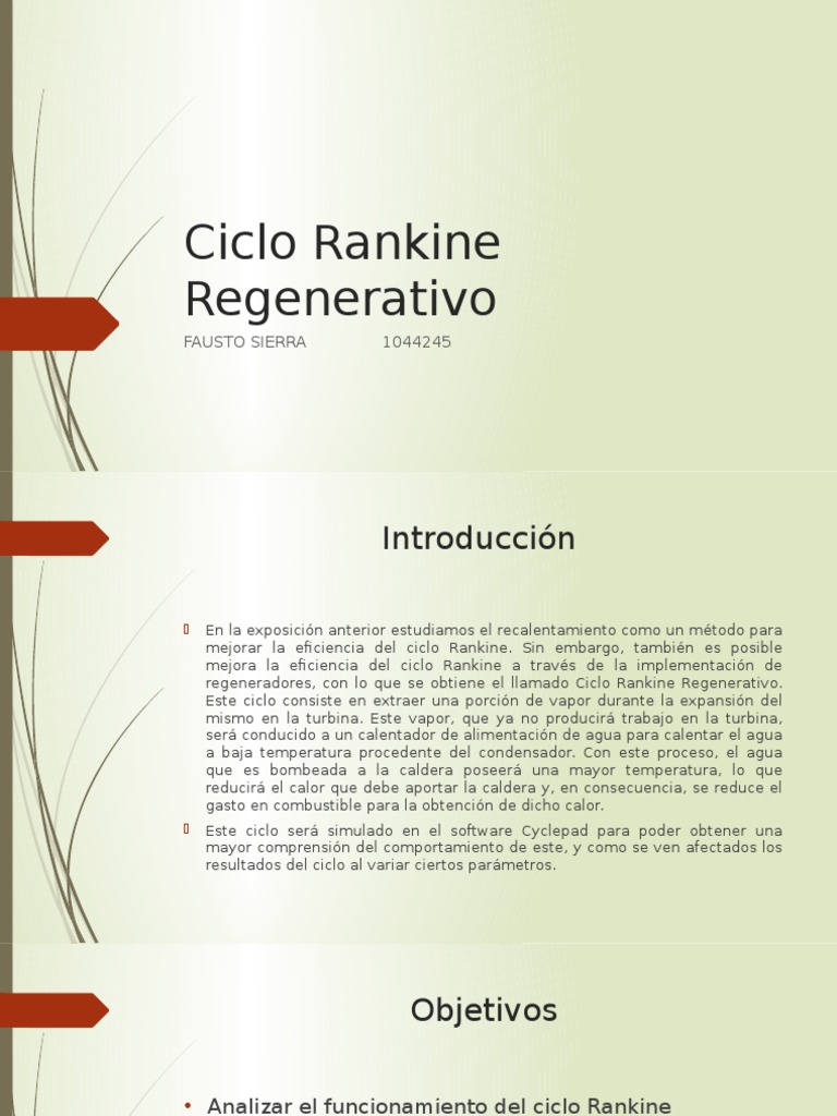 Ciclo Rankine Regenerativo .... | PDF | Termodinámica | Química Física