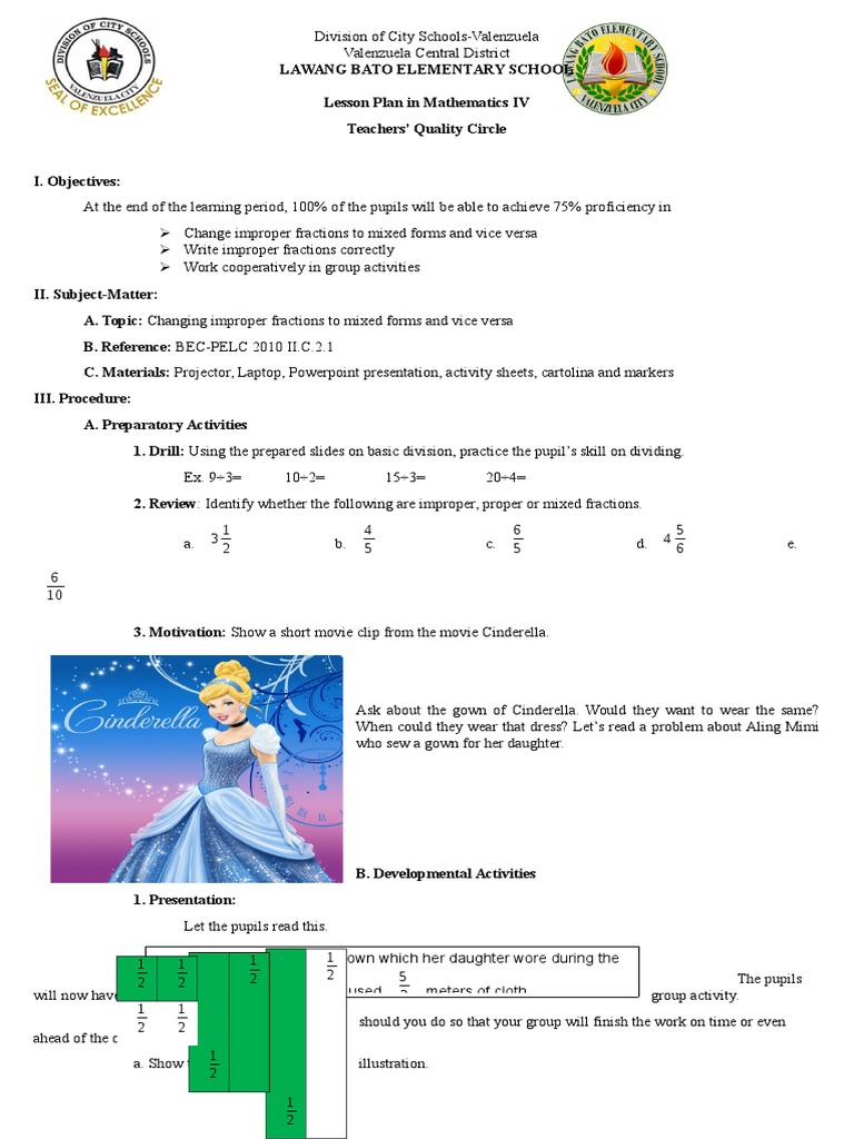 Changing Improper Fractions To Mixed Forms and Vice Versa | PDF ...