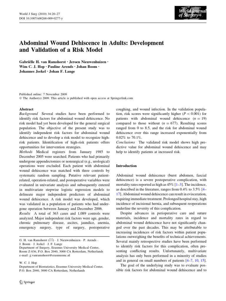 Abdominal Wound Dehiscence in Adults | PDF