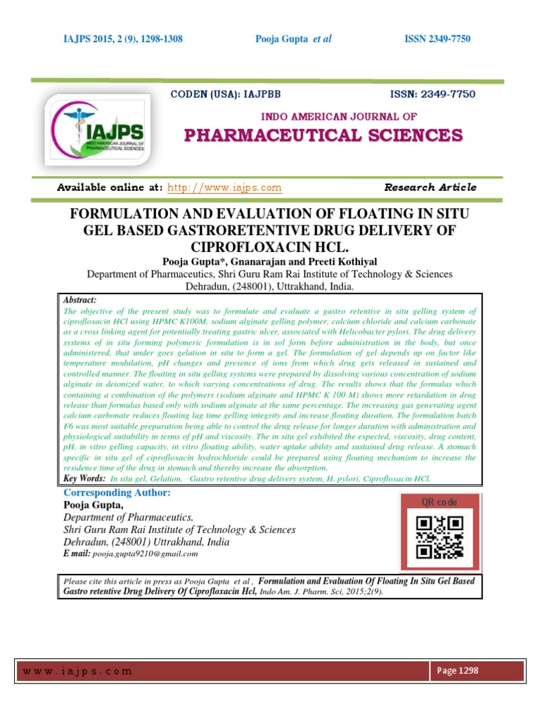 Formulation and Evaluation of Floating in Situ Gel Based ...