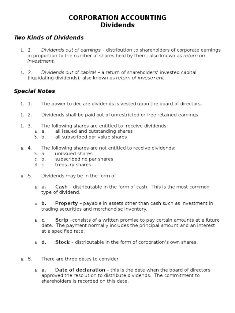 Corporation Accounting Dividends Pdf Dividend Preferred Stock