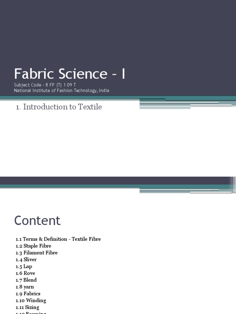 Introduction To Textile | PDF | Textiles | Yarn