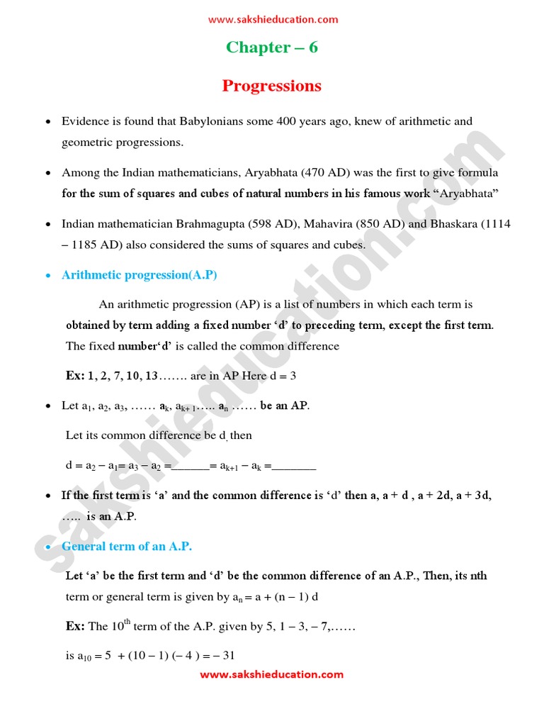 6 Progressions | PDF | Numbers | Teaching Mathematics